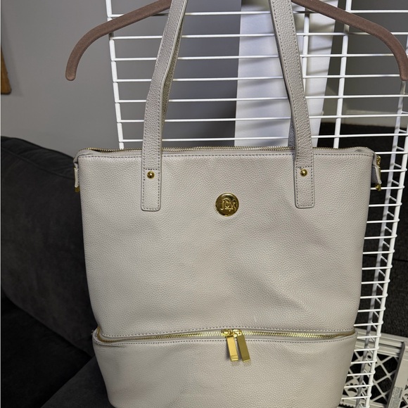 Joy Mangano | Bags | Joy Mangano Light Gray Tote Bag With Gold Accents ...
